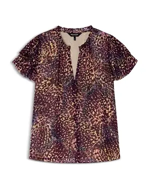 Whistles Orchid Print Dobby Top