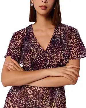 Whistles Orchid Print Cape Sleeve Dress