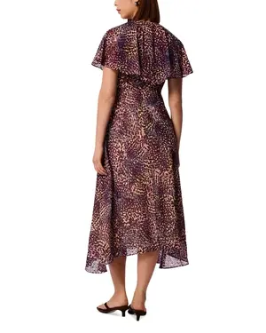 Whistles Orchid Print Cape Sleeve Dress