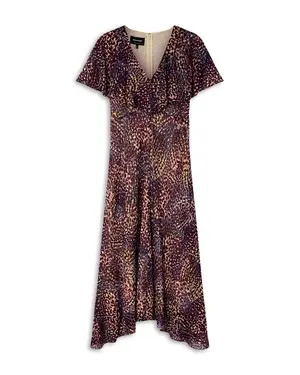 Whistles Orchid Print Cape Sleeve Dress