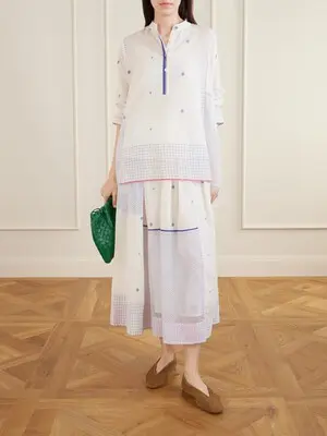 EKA Cosmos Handwoven Cotton-jamdani Blouse