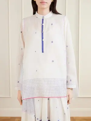 EKA Cosmos Handwoven Cotton-jamdani Blouse