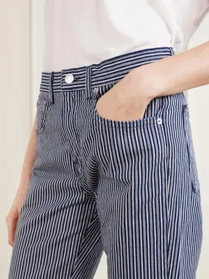 NILI LOTAN Celia Striped Straight-leg Jeans - Blue
