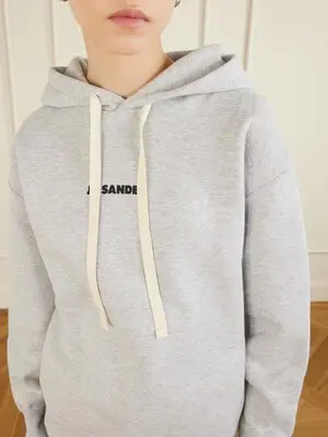 JIL SANDER Printed Cotton-jersey Hoodie - Gray