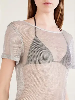Staud Metallic Knitted Cover-up - Silver