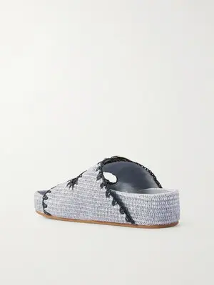 LOEFFLER RANDALL Nico Raffia Sandals - Blue