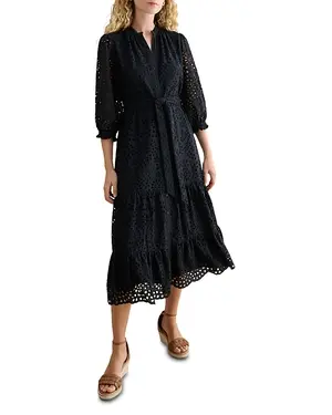 HOBBS LONDON Cianna Embroidered Midi Dress - Navy