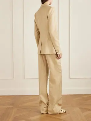 Gabriela Hearst Angela Double-breasted Wool, Silk, And Linen-blend Blazer - Neutrals