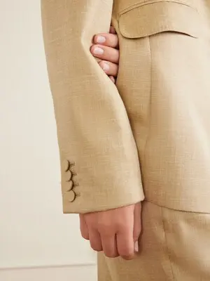 Gabriela Hearst Angela Double-breasted Wool, Silk, And Linen-blend Blazer - Neutrals