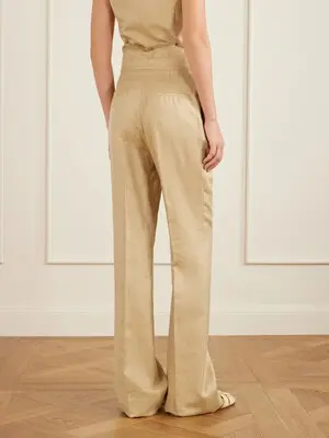 Gabriela Hearst Vesta Wool, Silk And Linen-blend Flared Pants - Neutrals