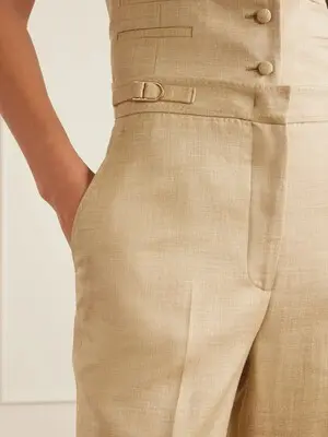 Gabriela Hearst Vesta Wool, Silk And Linen-blend Flared Pants - Neutrals