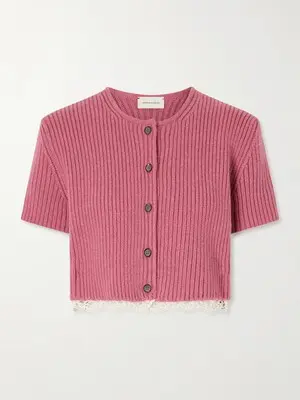 Magda Butrym Crochet-trimmed Cashmere Cardigan - Pink