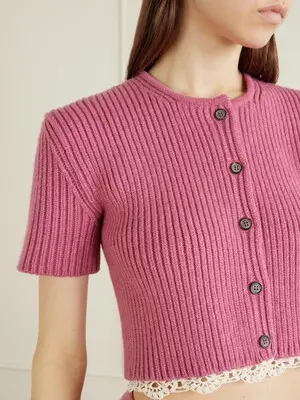 Magda Butrym Crochet-trimmed Cashmere Cardigan - Pink