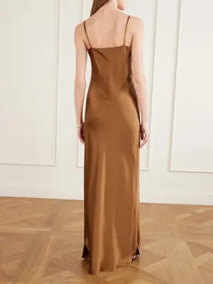 NILI LOTAN Cami Silk-satin Gown - Metallic