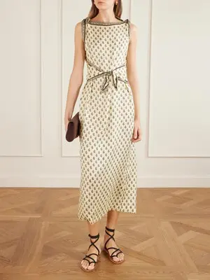 DÔEN Amorette Paisley-print Silk-blend Twill Midi Dress - Yellow