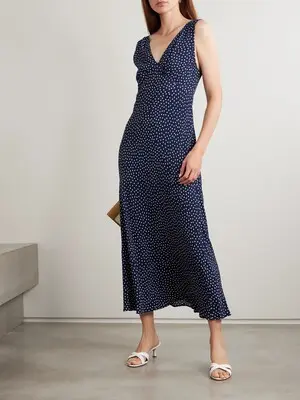 Rixo Sandrine Polka-dot Crepe Midi Dress - Blue