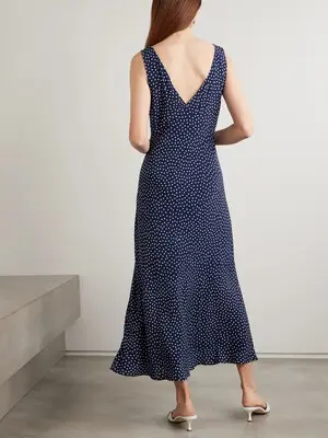 Rixo Sandrine Polka-dot Crepe Midi Dress - Blue