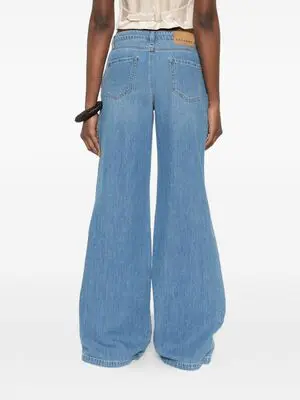 ERMANNO FIRENZE Embroidered Wide Leg Denim Jeans - Clear Blue