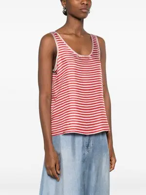 PIERRE-LOUIS MASCIA Striped Sleeveless Silk Top - Red