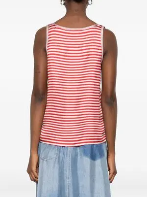 PIERRE-LOUIS MASCIA Striped Sleeveless Silk Top - Red