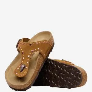 BIRKENSTOCK Gizeh Rivet Suede Leather Sandals - Brown