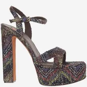 Missoni Platform Sandals In Mixed Viscose - Red