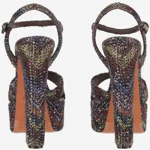 Missoni Platform Sandals In Mixed Viscose - Red