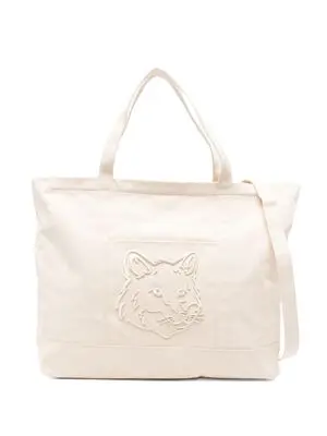 Maison Kitsuné Fox Head Xl Canvas Tote - Beige