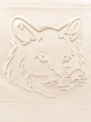Maison Kitsuné Fox Head Xl Canvas Tote - Beige