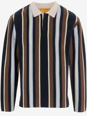 Guest In Residence Striped Cashmere Polo Shirt - Red