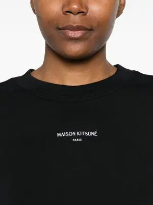 Maison Kitsuné Logo Cropped Sweatshirt - Black