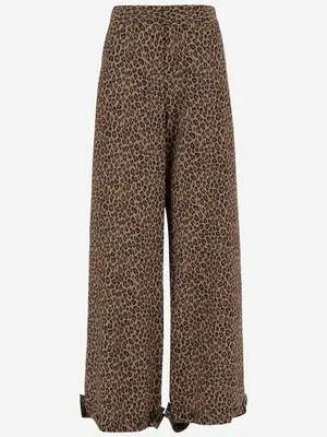 SA SU PHI Animal Print Cotton Blend Pants - Red