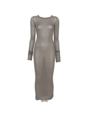 Rick Owens Ribbed Midi Dress - Grey
