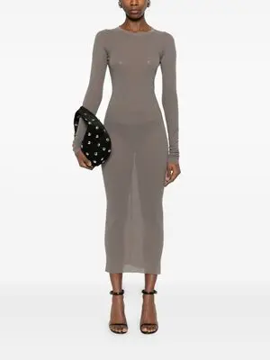 Rick Owens Ribbed Midi Dress - Grey
