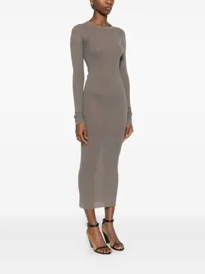 Rick Owens Ribbed Midi Dress - Grey