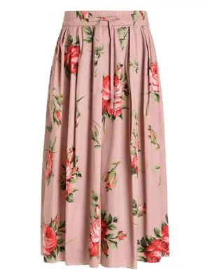 Dolce & Gabbana Floral Print Long Skirt - Pink