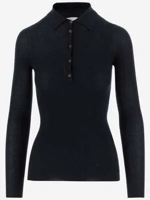SA SU PHI Cashmere And Silk Knitted Polo Shirt - Blue