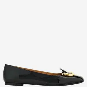 FERRAGAMO Leather Hook Ballerinas - Black