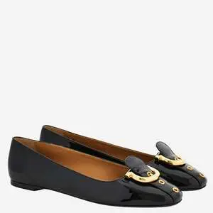 FERRAGAMO Leather Hook Ballerinas - Black