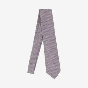 FERRAGAMO Silk Neck Tie With Geometric Pattern - Red
