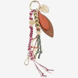 CUBA LAB Leather And Fabric Keyring - Red