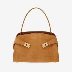 FERRAGAMO Hug Soft Suede Shoulder Bag - Brown