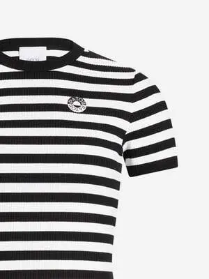 PATOU Cotton T-shirt With Striped Pattern