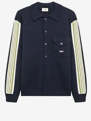 AUTRY Viscose Blend Jacket With Logo - Blue
