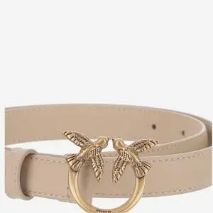 Pinko Love Berry Leather Belt - Beige