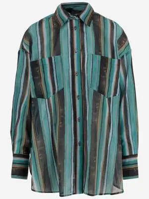 Pinko Cotton Shirt With Striped Pattern - Red