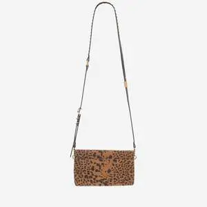 Pinko Suede Shoulder Bag With Animal Print And Love Birds Logo