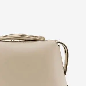 Pinko Leather Beauty Case With Logo Detail - Beige