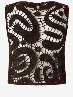 Pinko Geometric Crochet Top - Brown