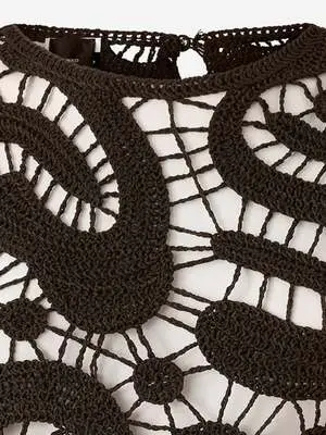 Pinko Geometric Crochet Top - Brown